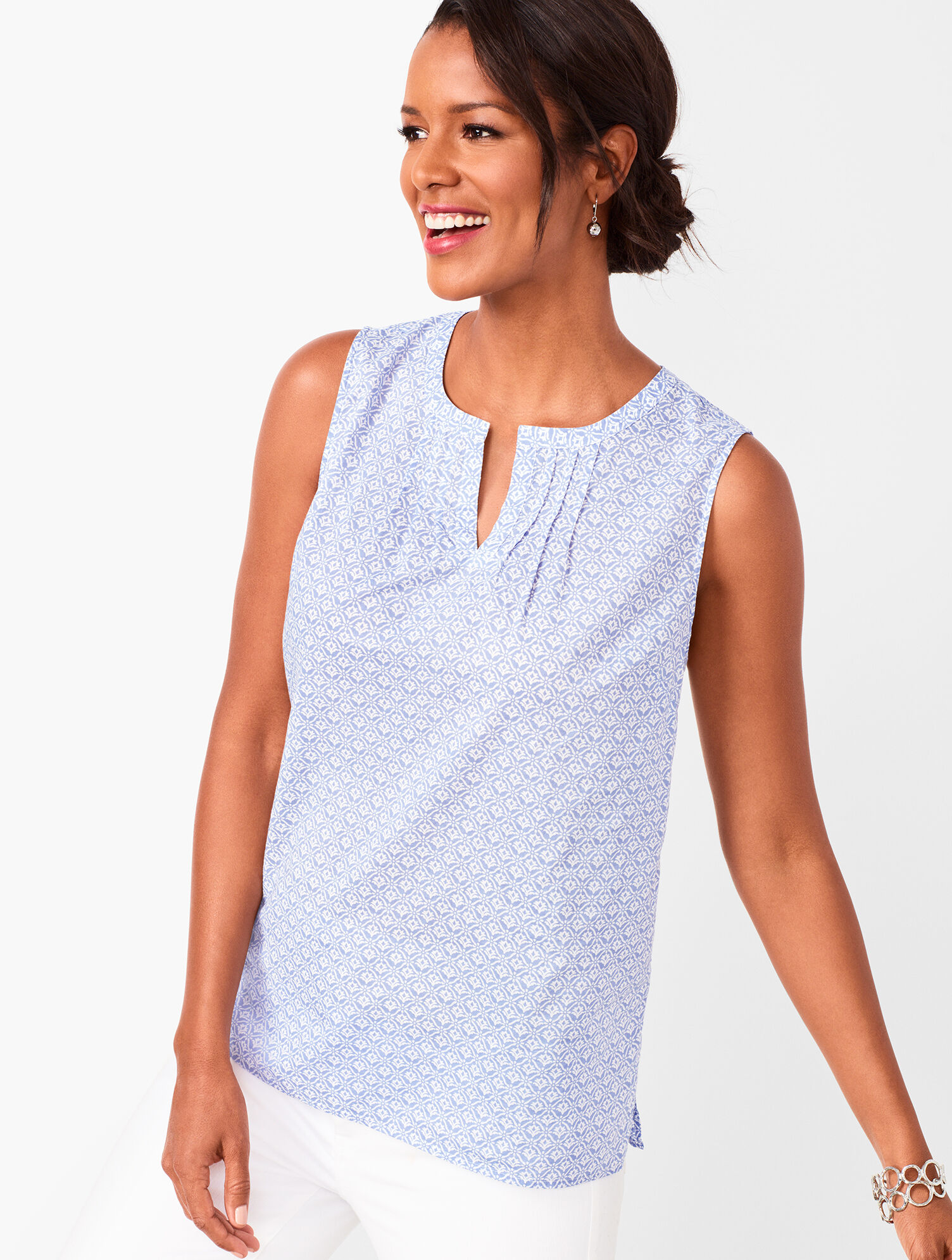 Split-Neck Shell - Daisy Print | Talbots