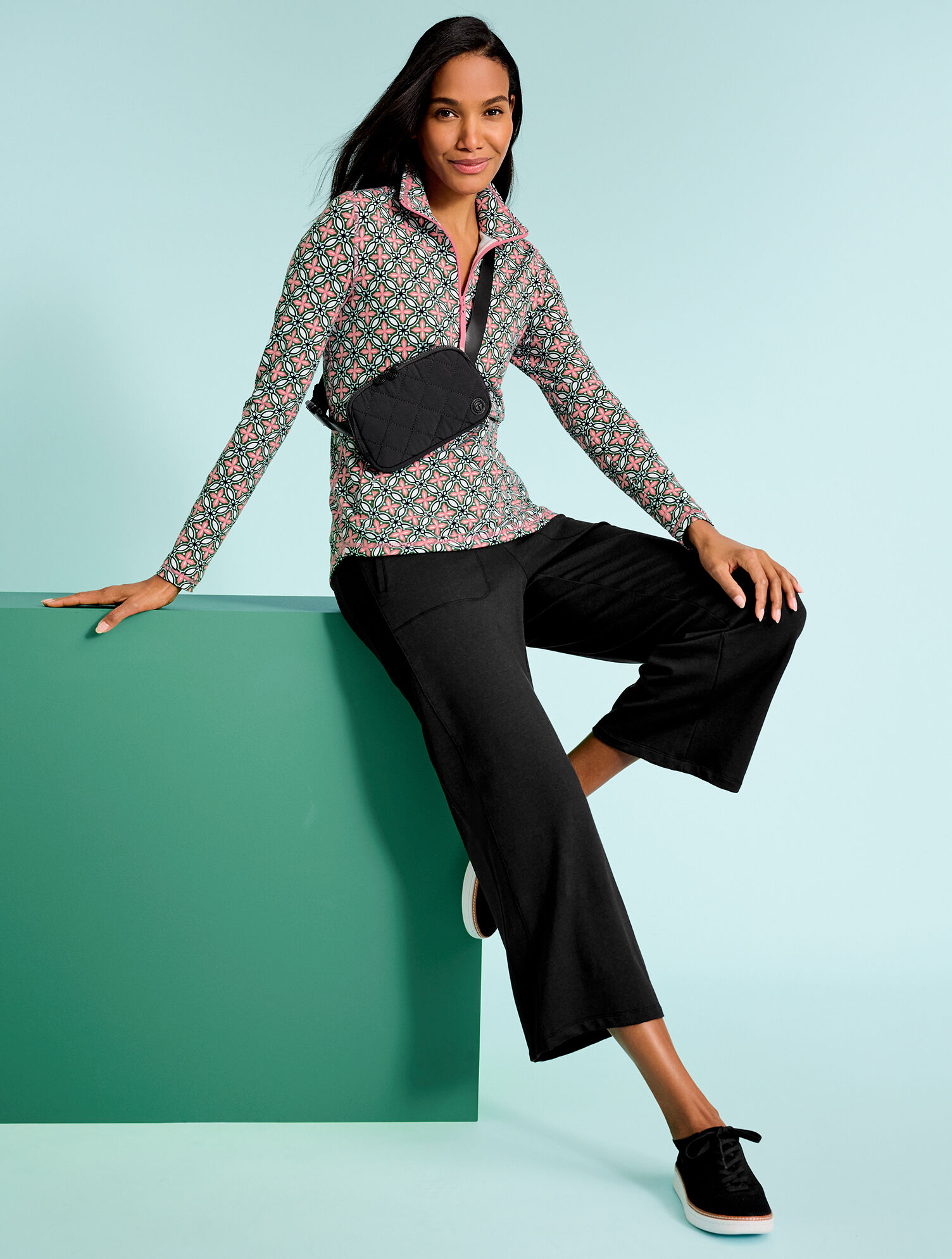 Modal French Terry Half-Zip Pullover - High Tide Tile | Talbots