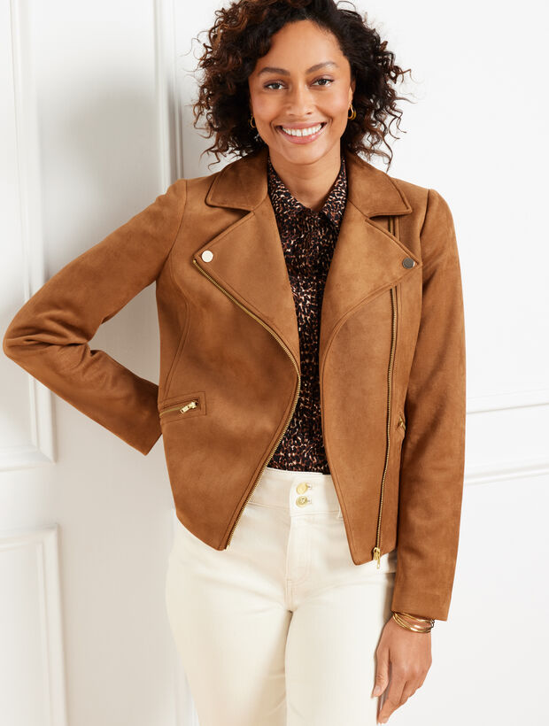 Faux Suede Moto Jacket | Talbots