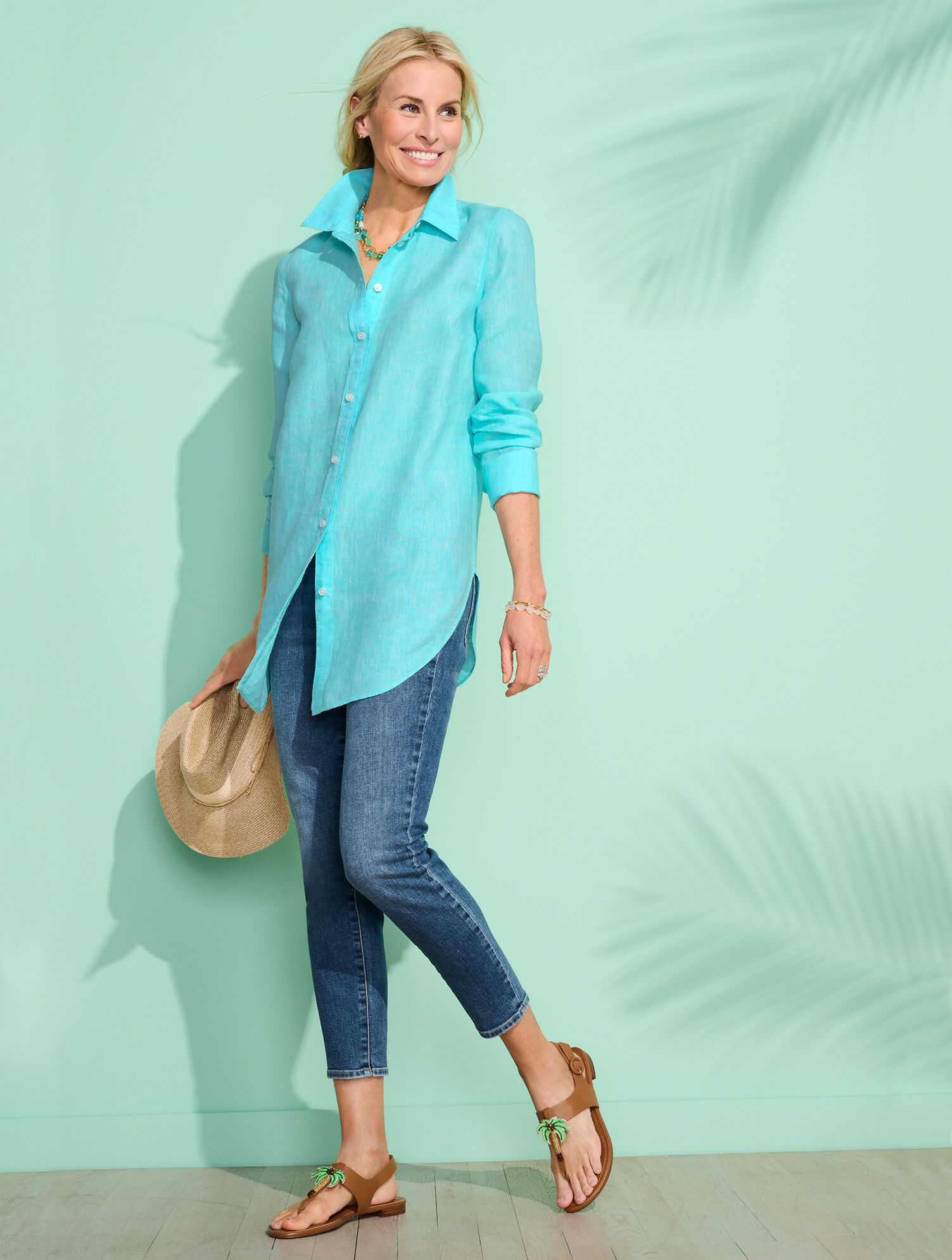 Linen Boyfriend Shirt - Cross Dye | Talbots