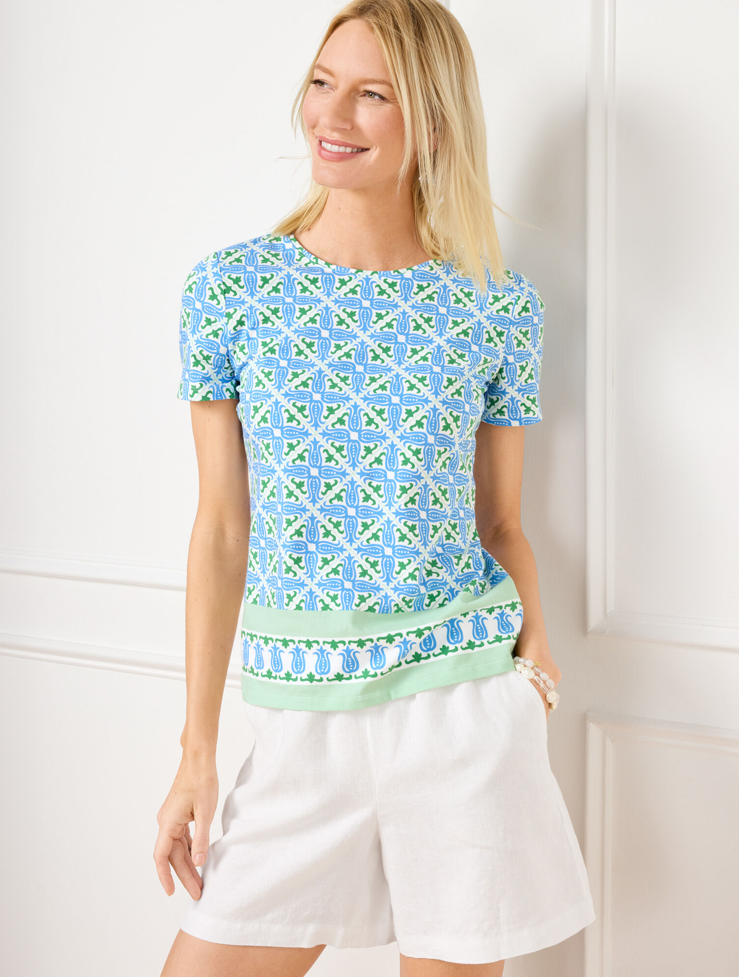 Crewneck Tee - Diagonal Tiles | Talbots