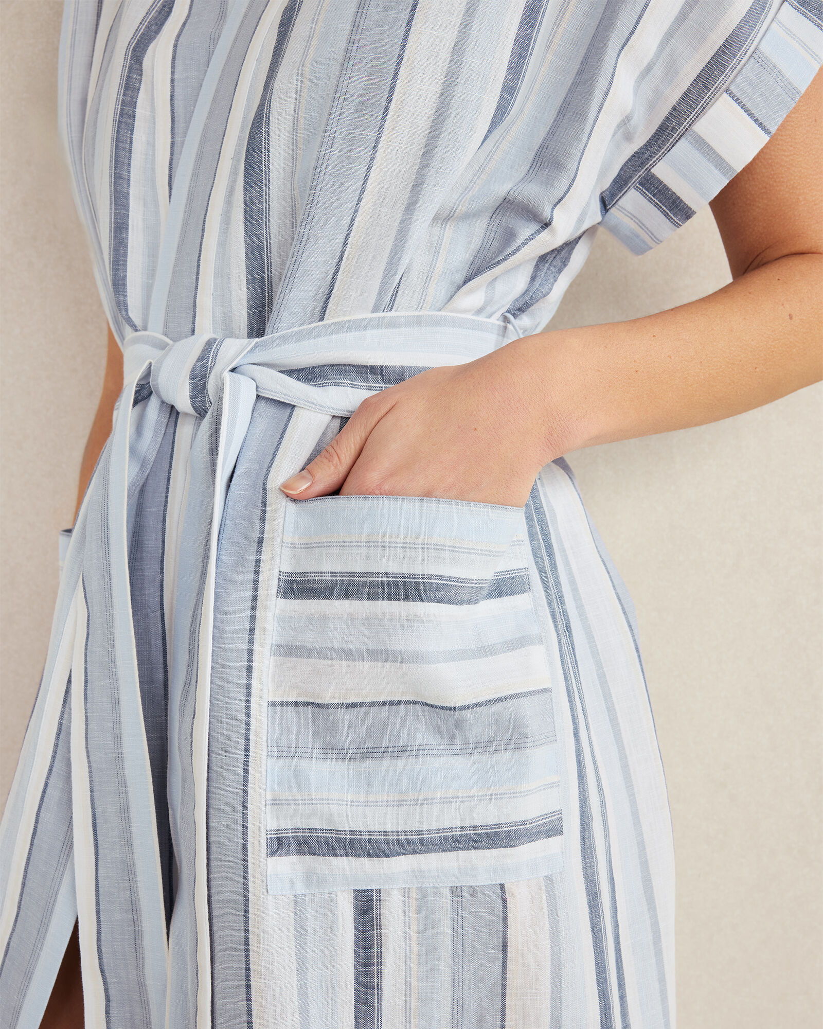 Organic Cotton Linen Coastal Stripe Robe | Haven Well Within