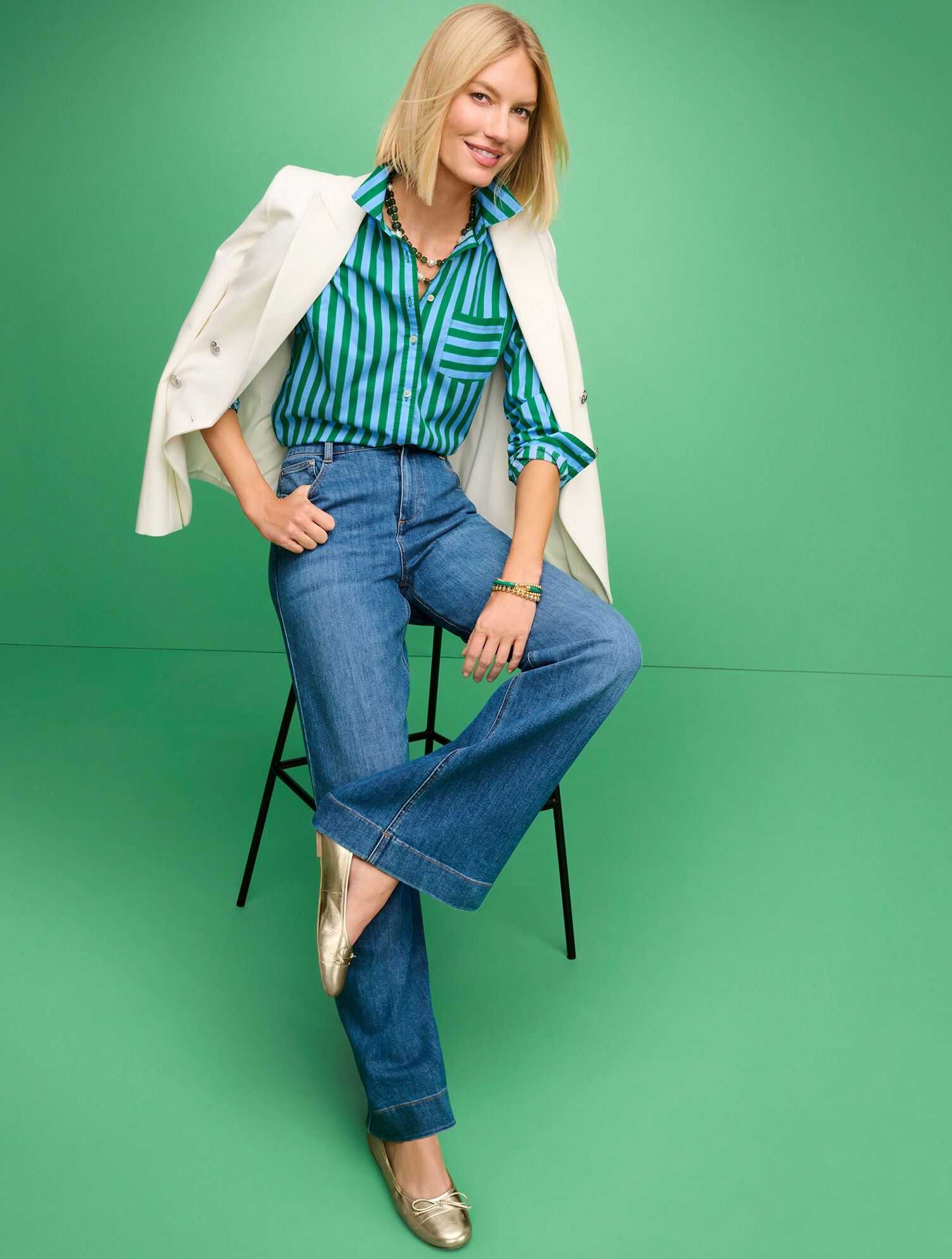 Ultra Wide Leg Denim Trousers - Adriana Wash | Talbots