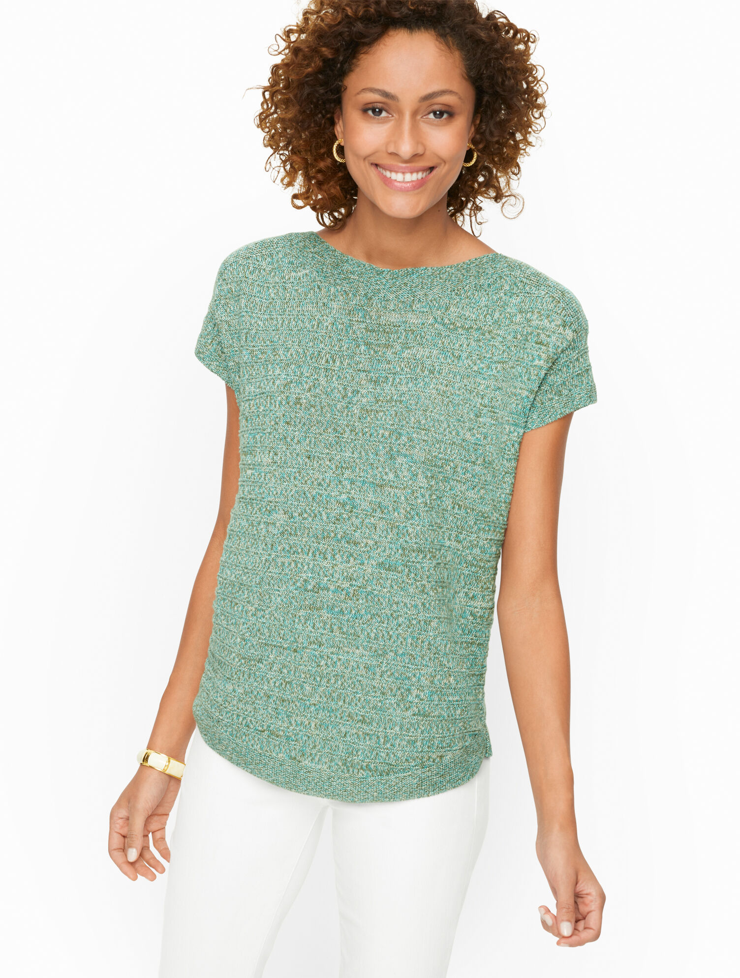 Linen Bateau Neck Pullover - Textured Stripe | Talbots