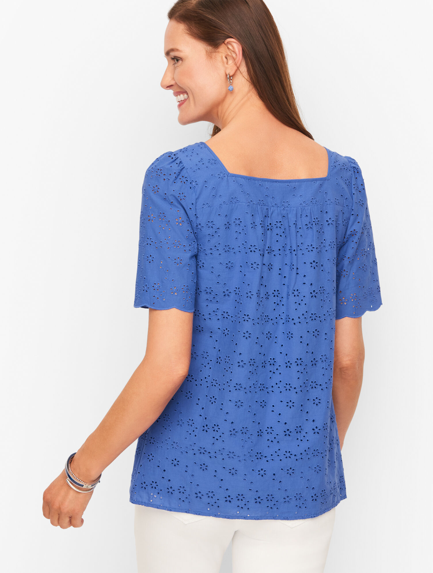 Eyelet Square Neck Top | Talbots