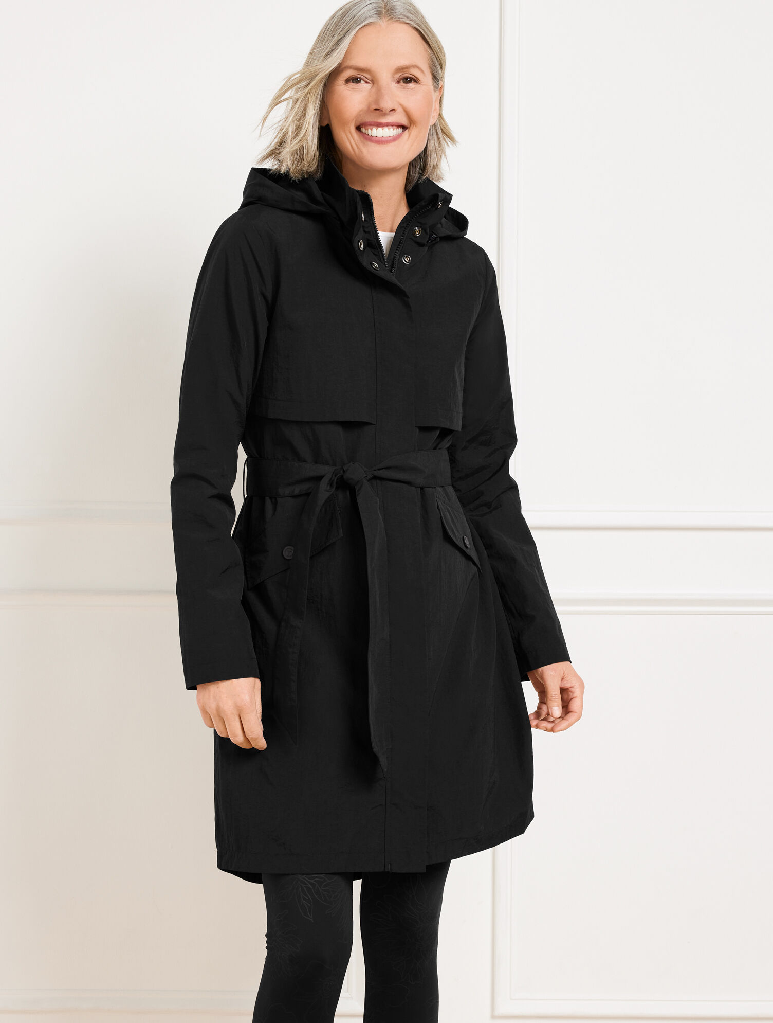 Crinkle Weave Hooded Trench Coat | Talbots