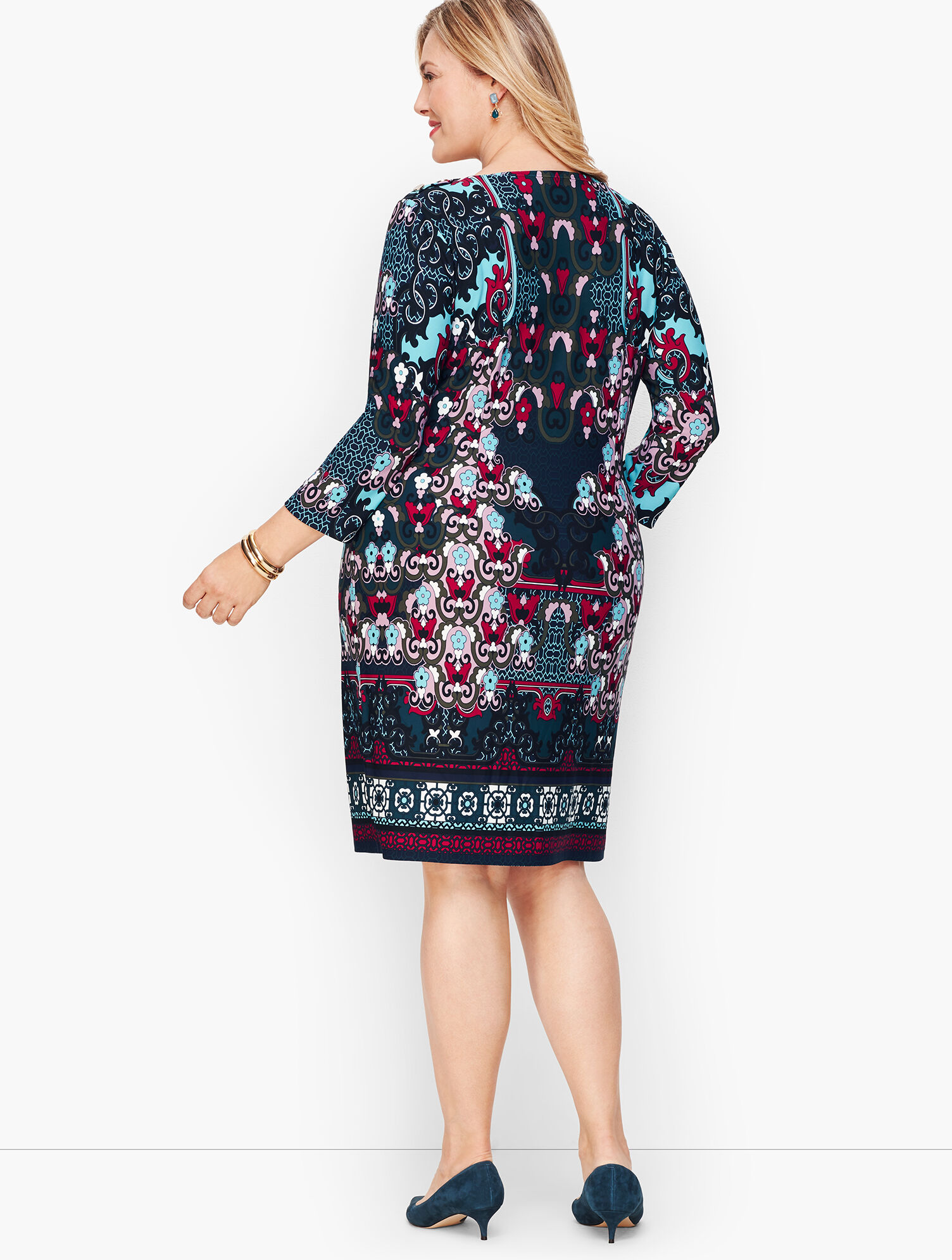 Knit Jersey Scroll Print Dress | Talbots