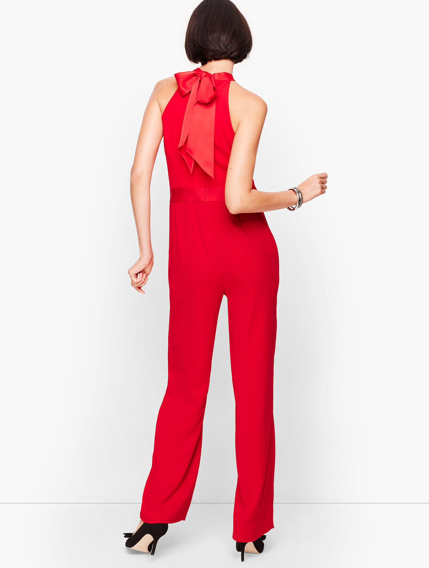 Satin Crepe Halter Jumpsuit | Talbots