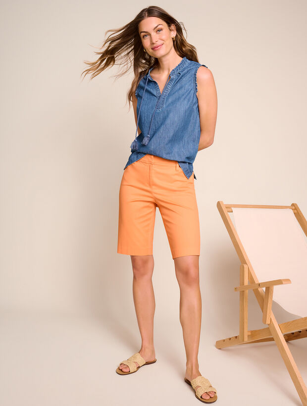 Denim Ruffle Trim Shell | Talbots