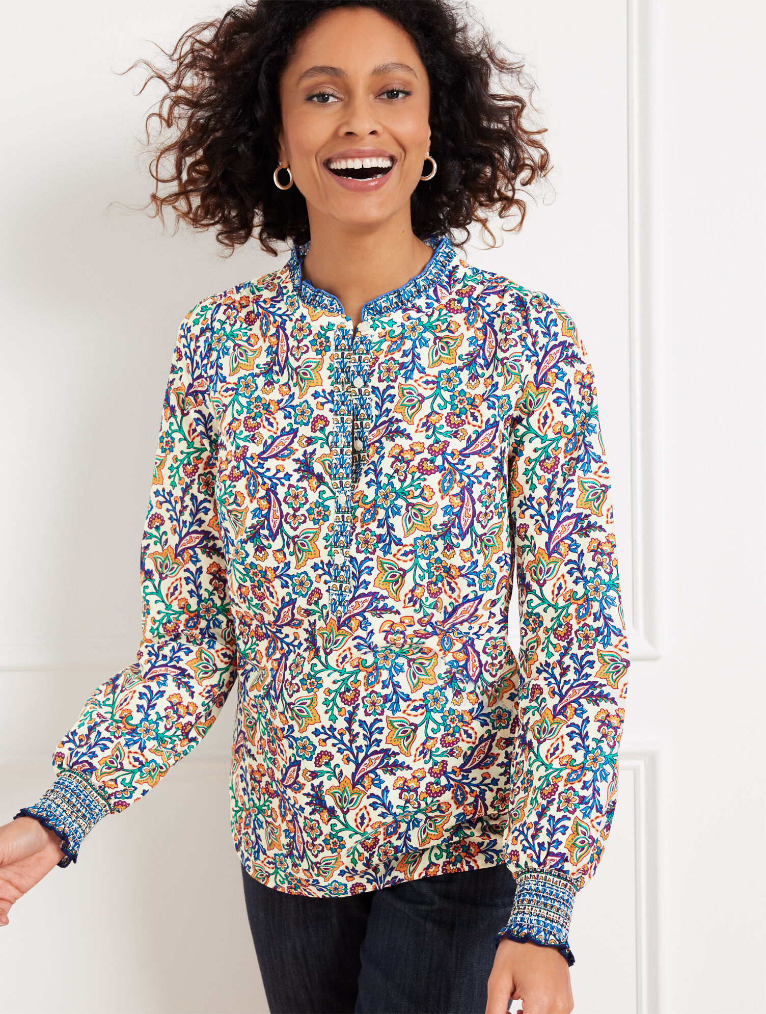 Ruffle Top - Floral Border | Talbots