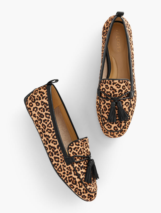 Jessie Tassel Driving Moccasins - Calf Hair Leopard | Talbots