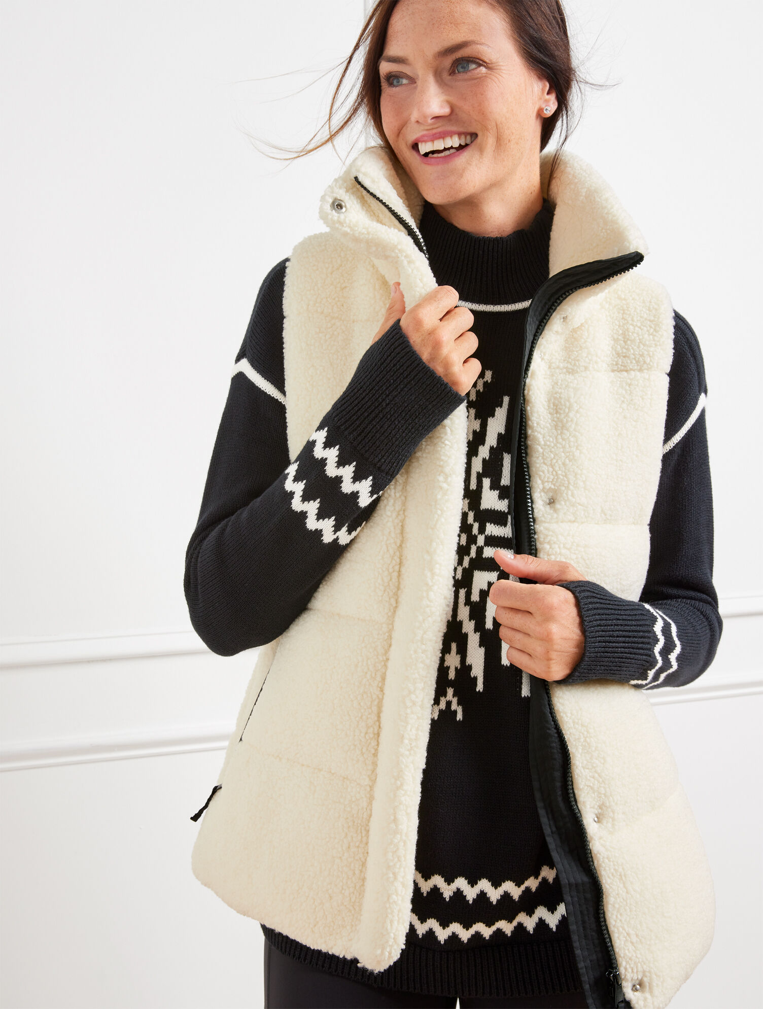 Quilted Sherpa Puffer Vest | Talbots