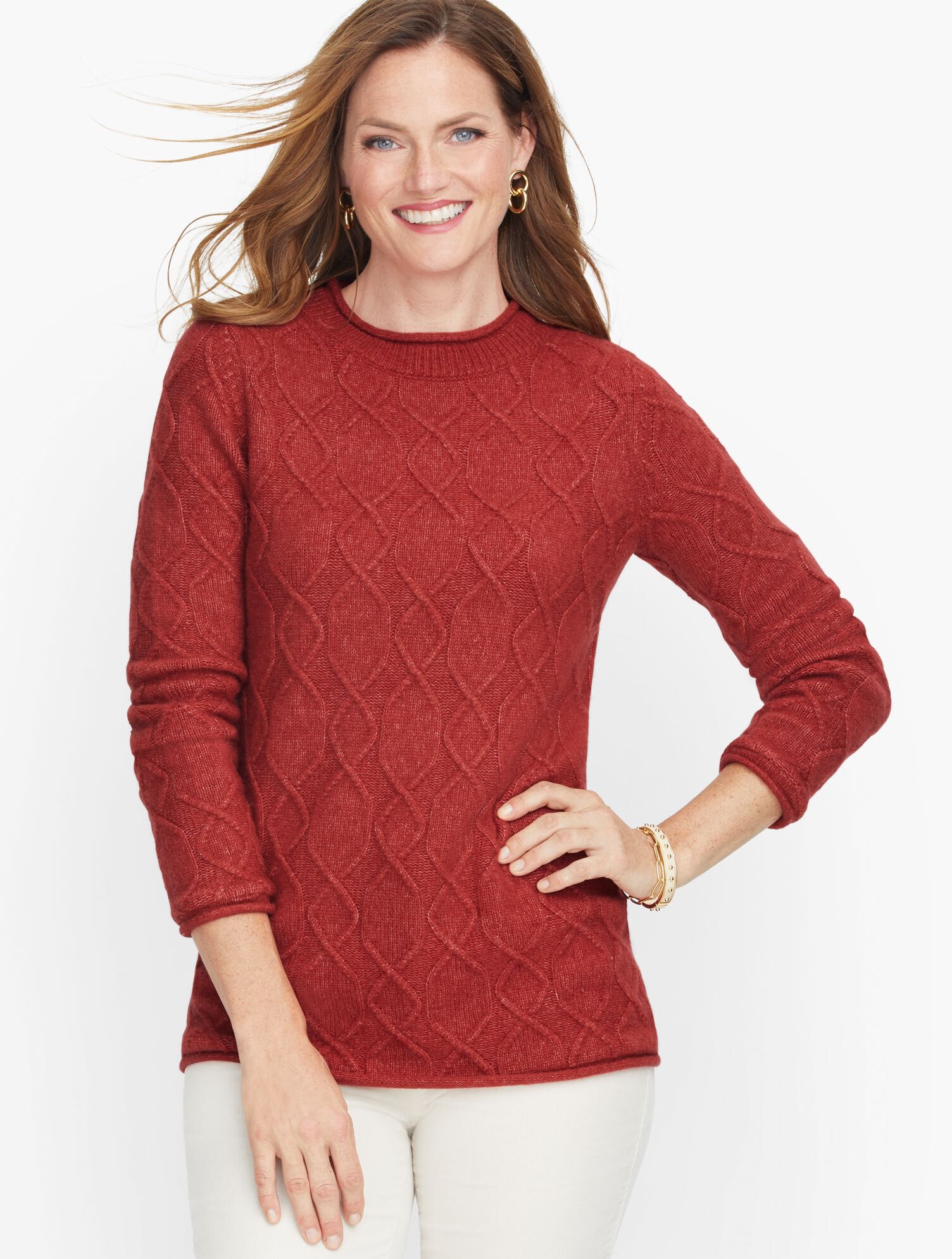 Cableknit Roll Neck Sweater | Talbots