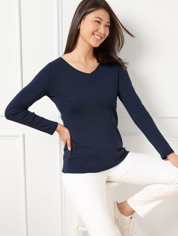 Pima V-Neck Tee | Talbots