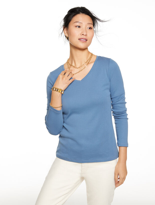 Pima V-Neck Tee | Talbots
