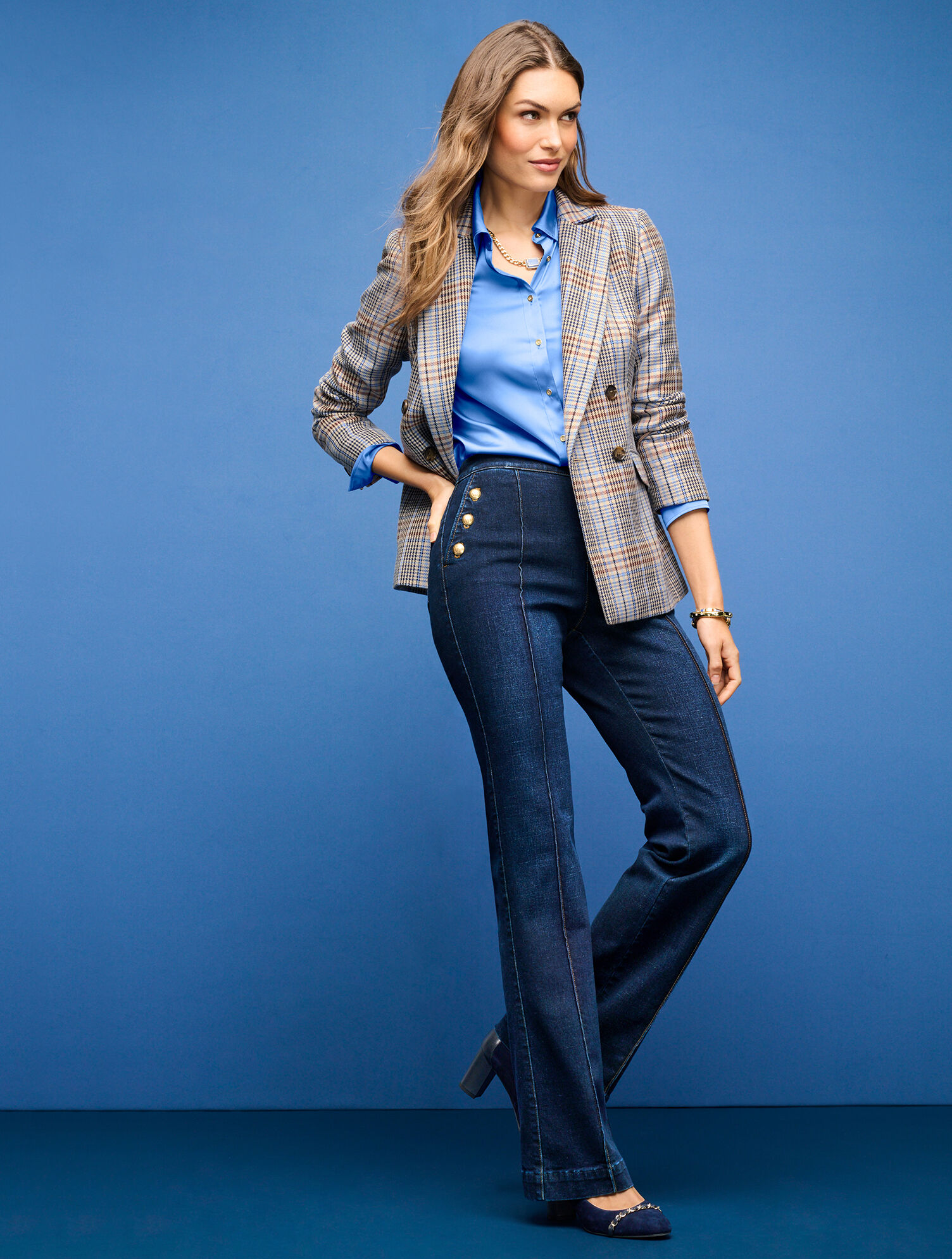 Double Breasted Blazer - Windy Plaid | Talbots