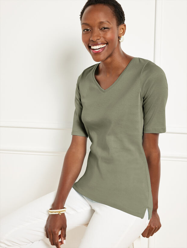 Pima V-Neck Tee - Solid | Talbots