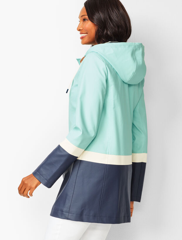 Colorblock Hooded Raincoat | Talbots