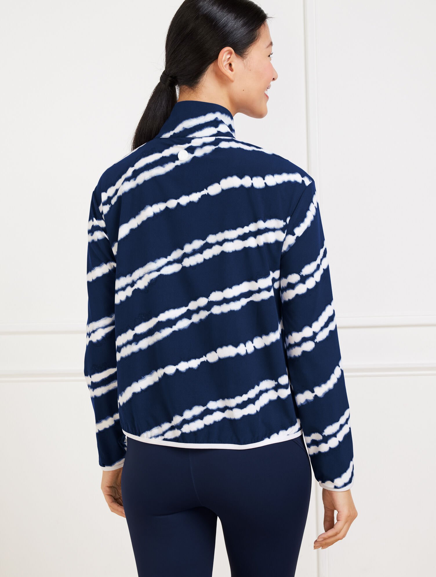 Lightweight Woven Stretch Half-Zip Pullover - Aurora Lines | Talbots