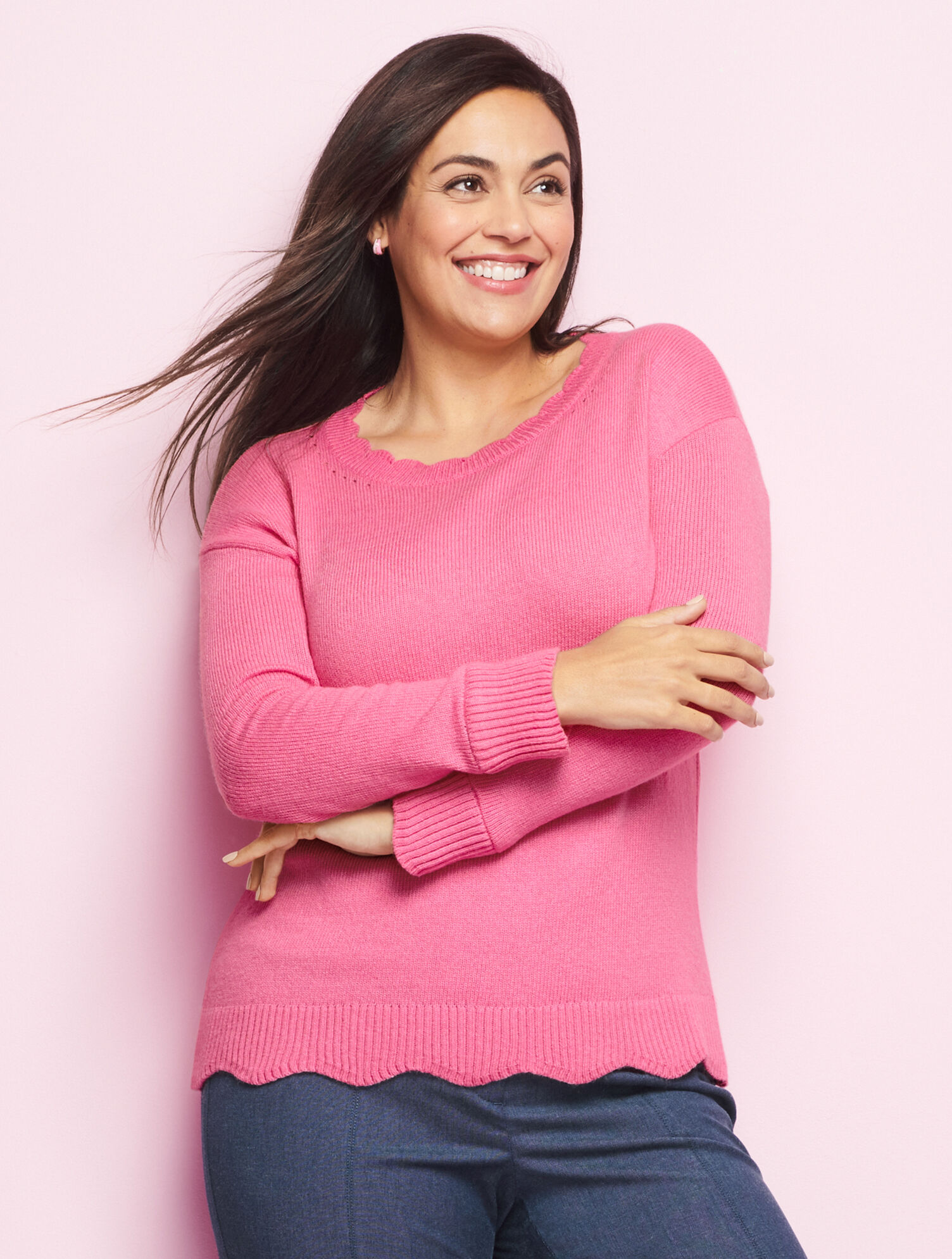 Scallop Detail Crewneck Pullover | Talbots