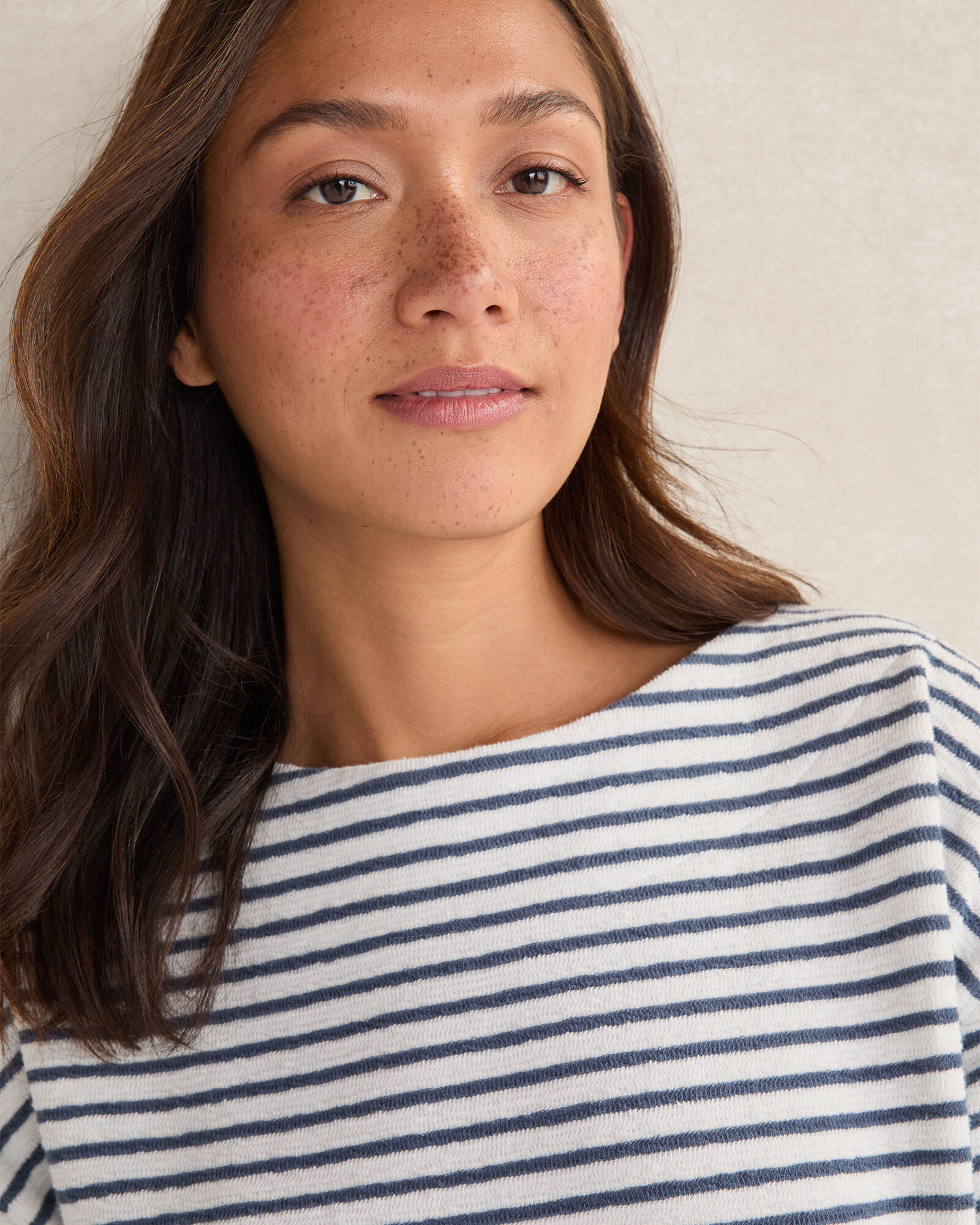 Cotton Blend Textured Stripe Bateau Neck Top | Haven Well Within