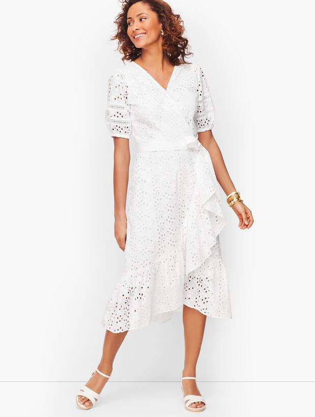 Eyelet Cascade Wrap Dress | Talbots