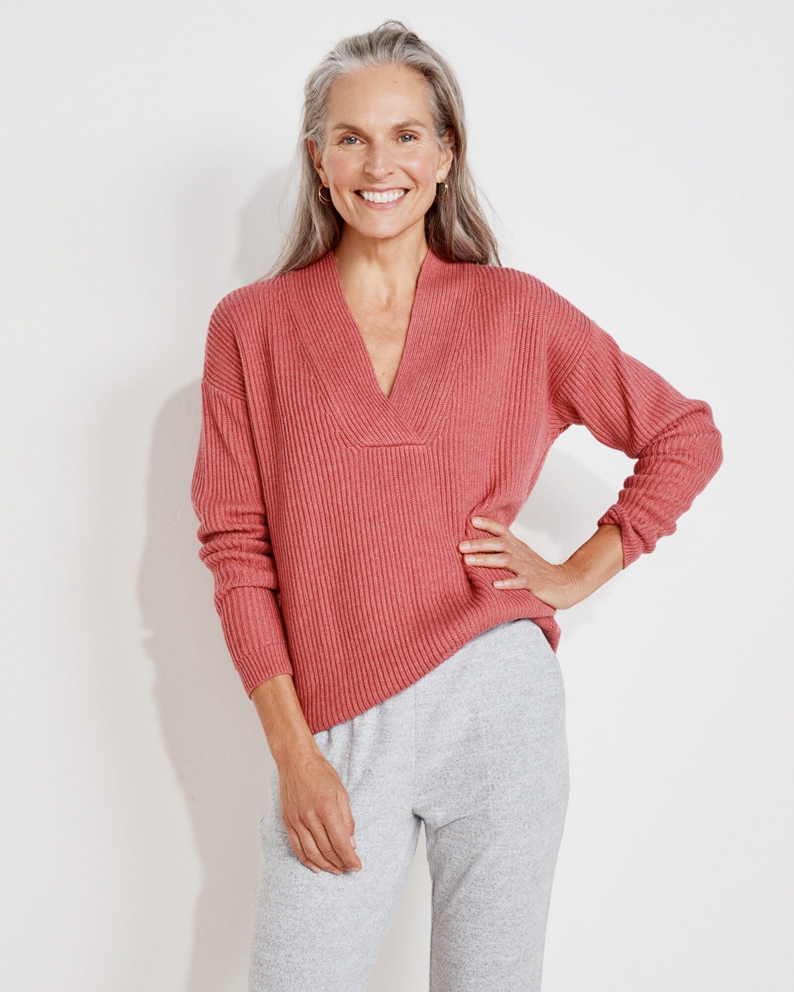 Overlapped V-Neck Cotton Sweater | Haven Well Within