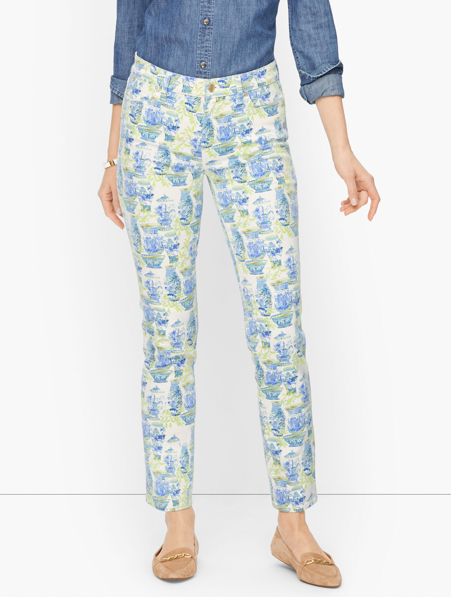 Slim Ankle Jeans - Watercolor Vases | Talbots