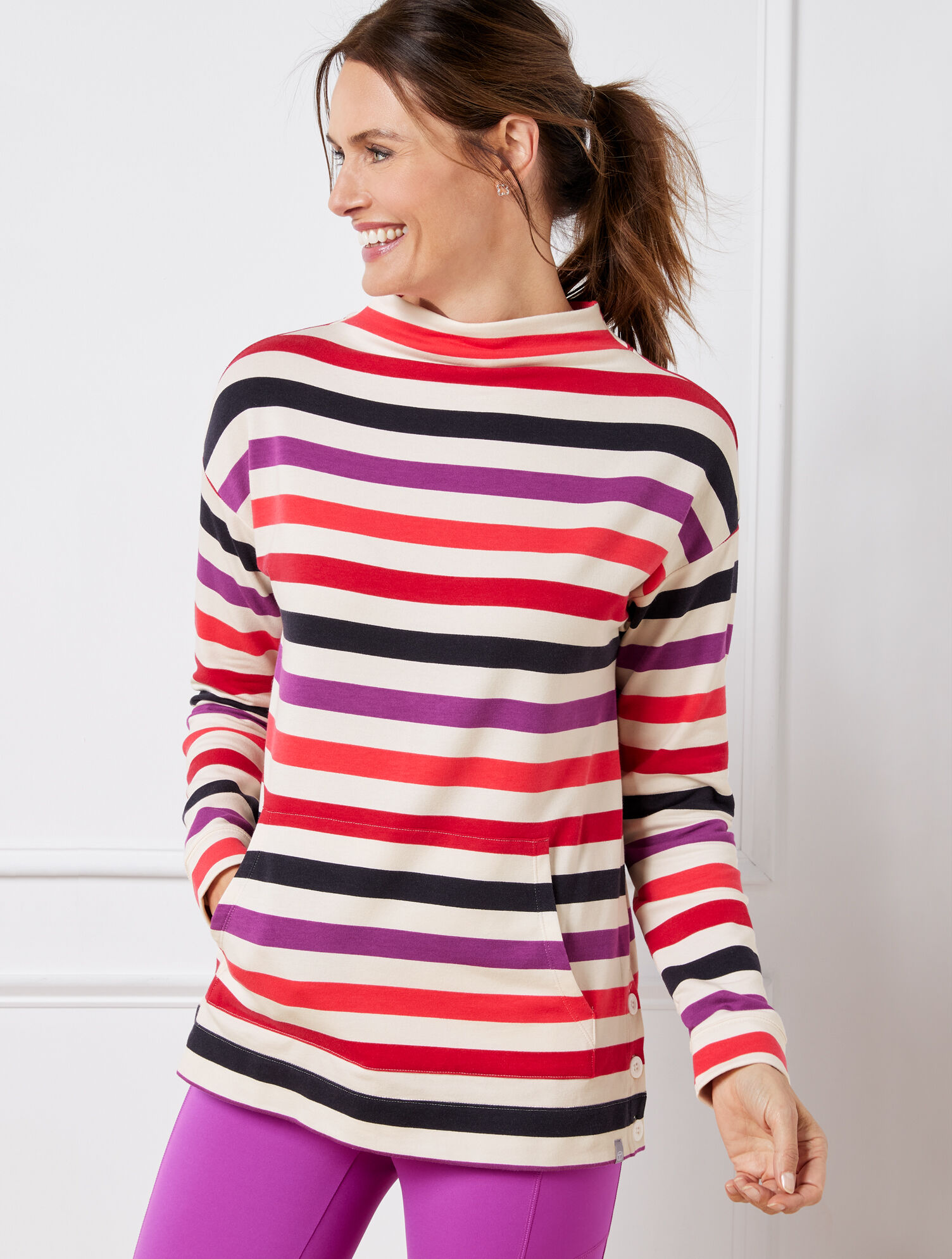 Button Detail Pullover - Alpine Stripe | Talbots