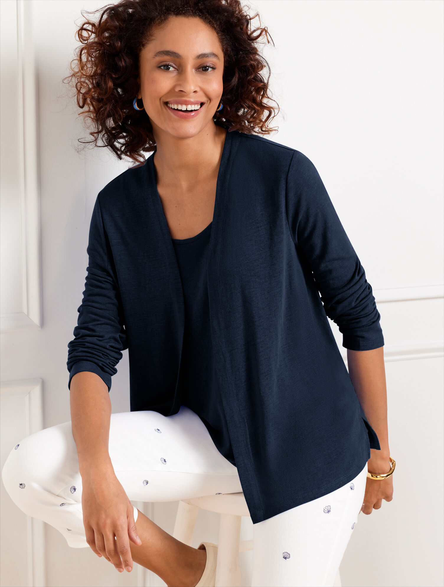 Flyaway Linen Blend Cardigan | Talbots