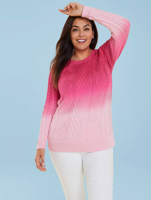 Cable Knit Raglan Sweater - Dip Dye | Talbots