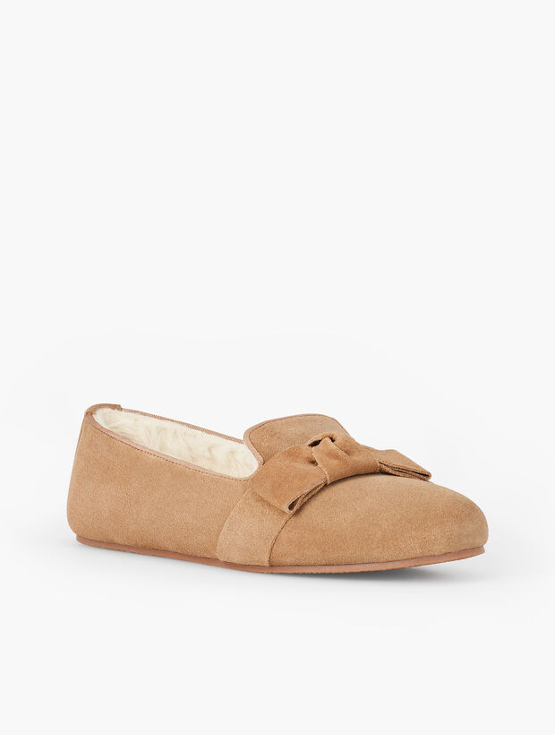 Fireside Bow Slippers - Suede | Talbots