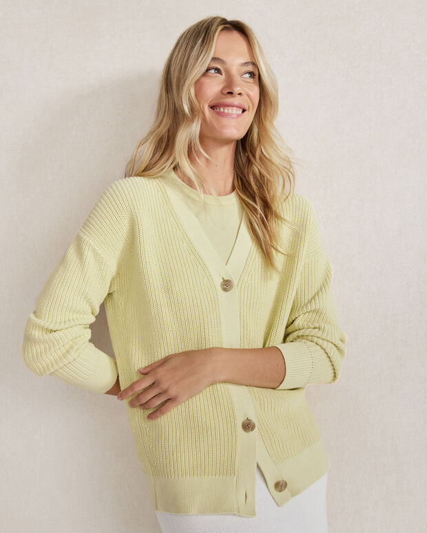 Organic Cotton Shaker Stitch Cardigan | Talbots