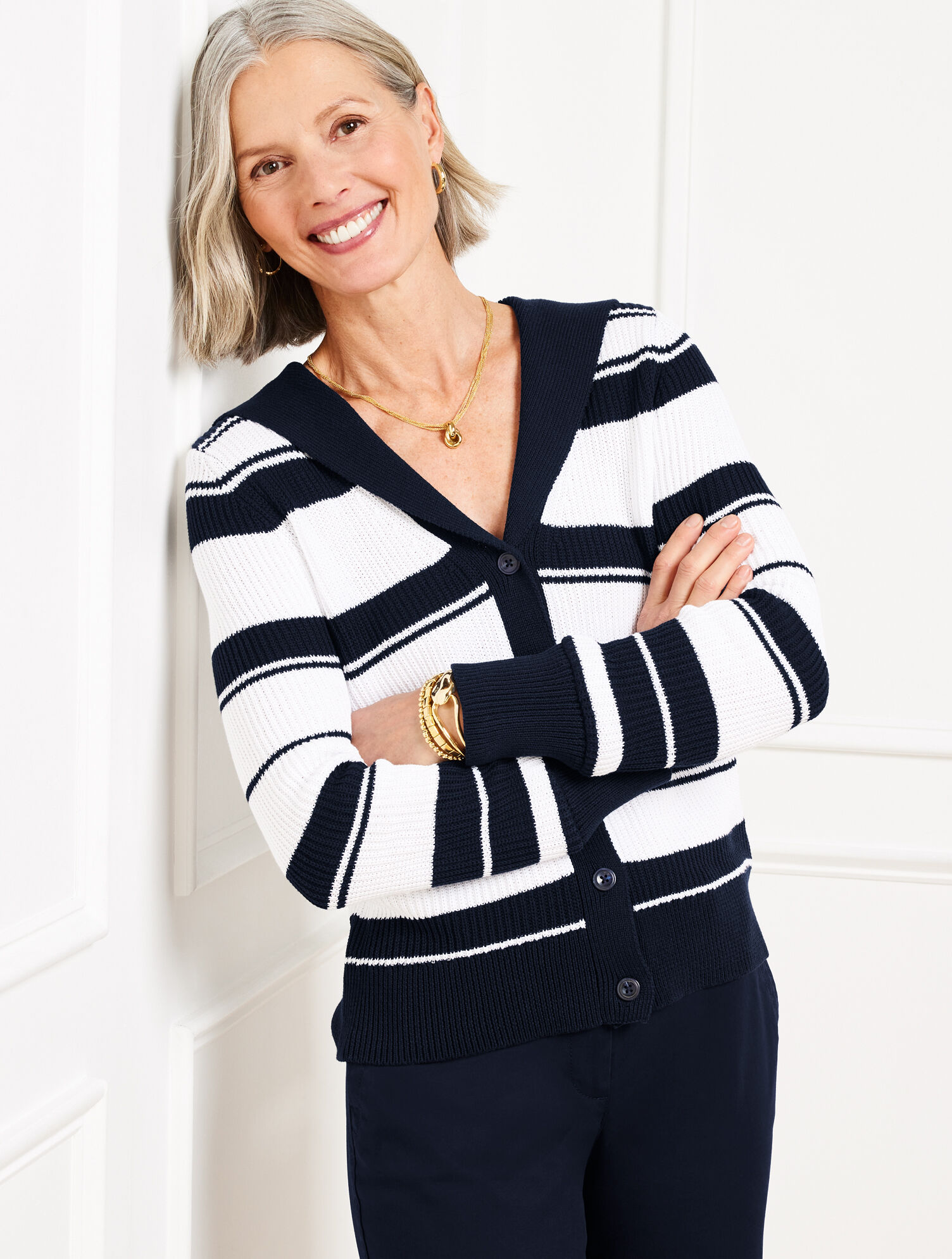Sailor Collar Cardigan - Stripe | Talbots