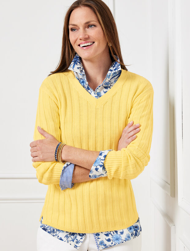 Ribbed V-Neck Sweater | Talbots