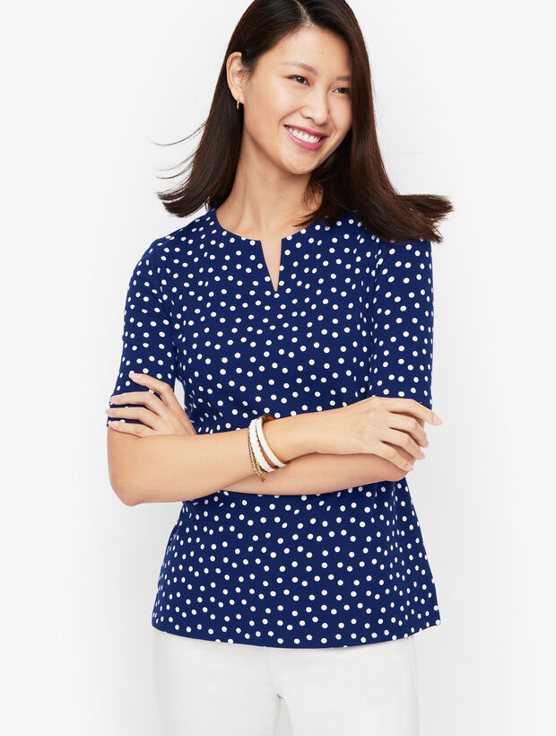 Split Neck Tee - Flirty Dot | Talbots