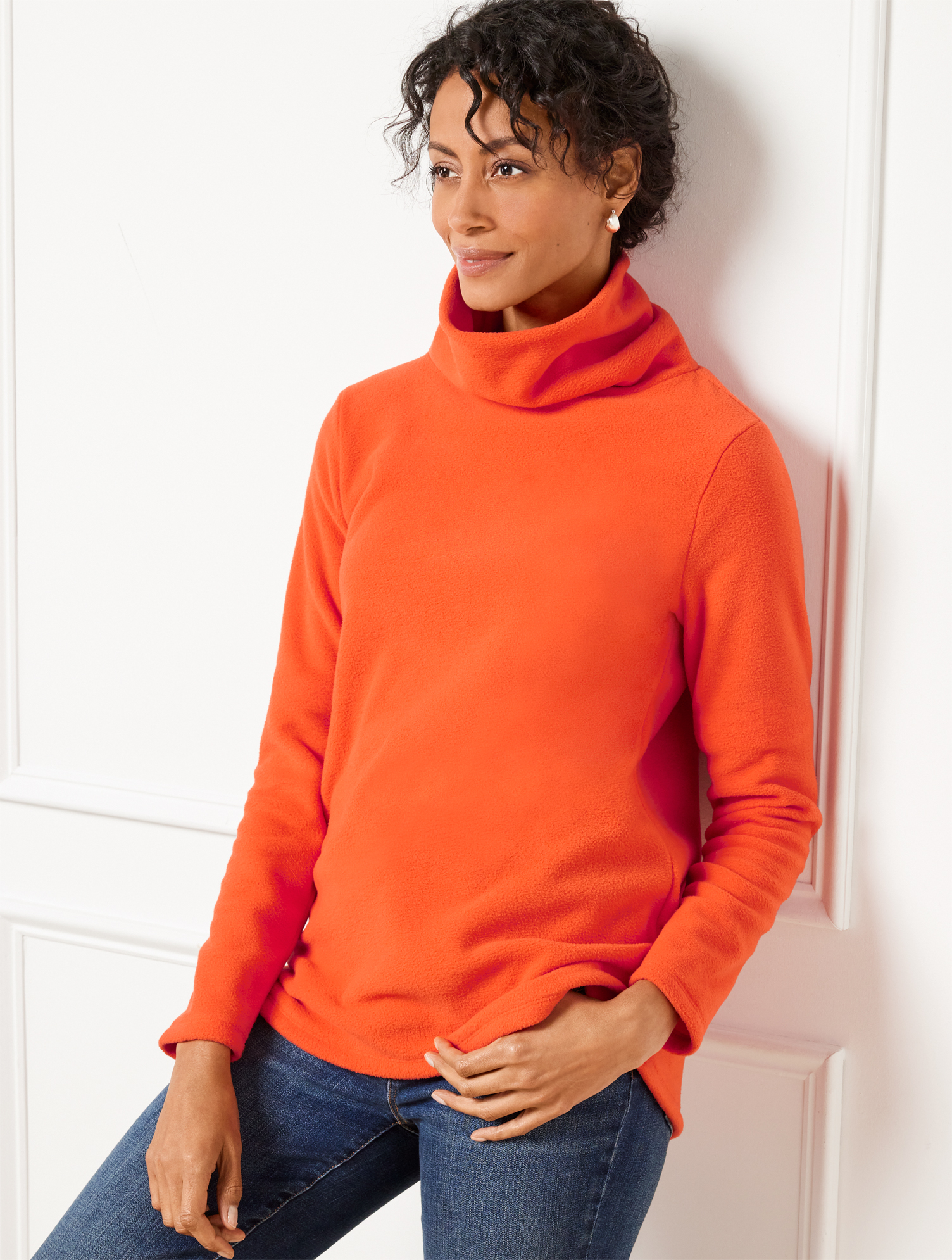 Talbots Microfleece Funnel Neck Top - Clementine - 3x | ModeSens