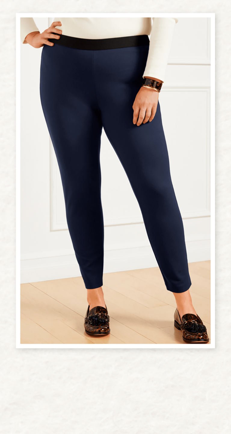 Women's Plus Blue Front Zip Pants | Talbots
